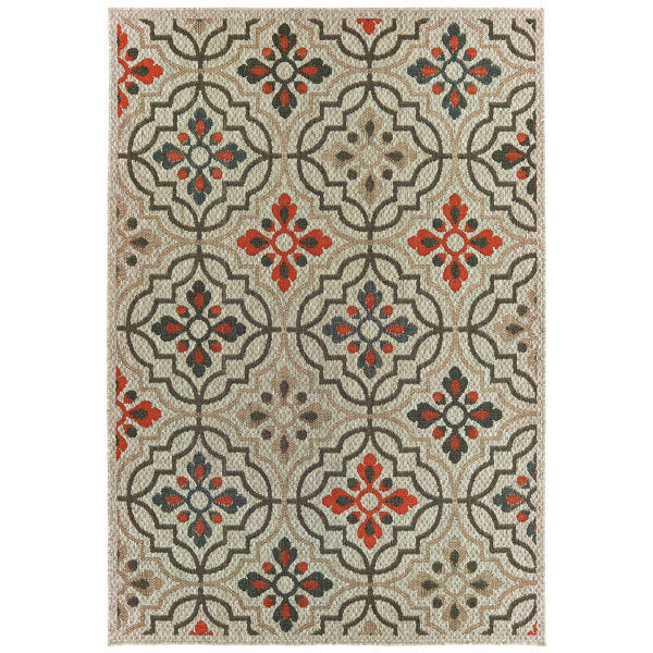 Lark Manor Tapis intérieur / extérieur gris / orange Izola et Commentaires - Wayfair Canada
